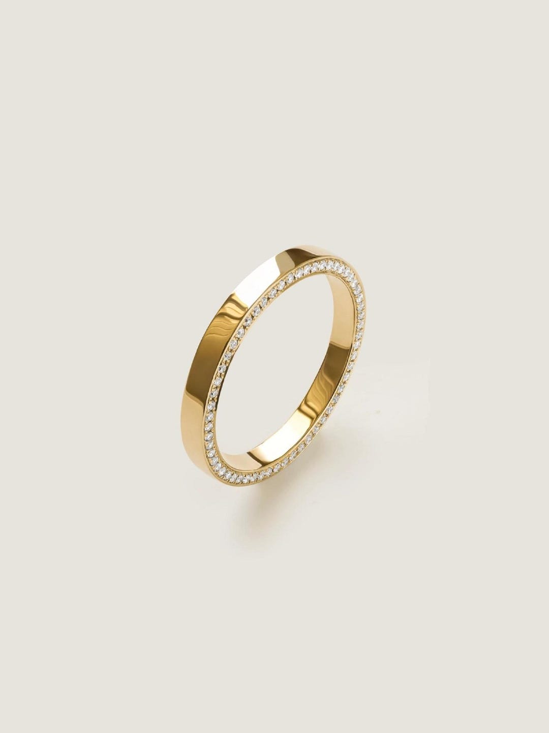 14k Solid Yellow Gold Two Way Paves Band,2.5 MM Wide Wedding Ring ...