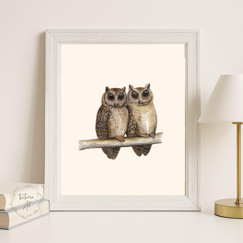 Watercolor Owl Print: Vintage Botanical Art, Hand Painted (digital ...