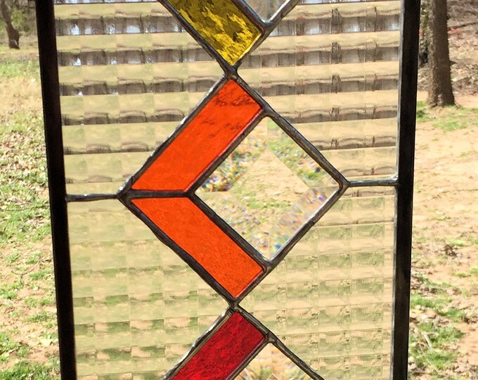 Contemporary Stained Glass Panel Colorful Geometric Simply Vertical ...