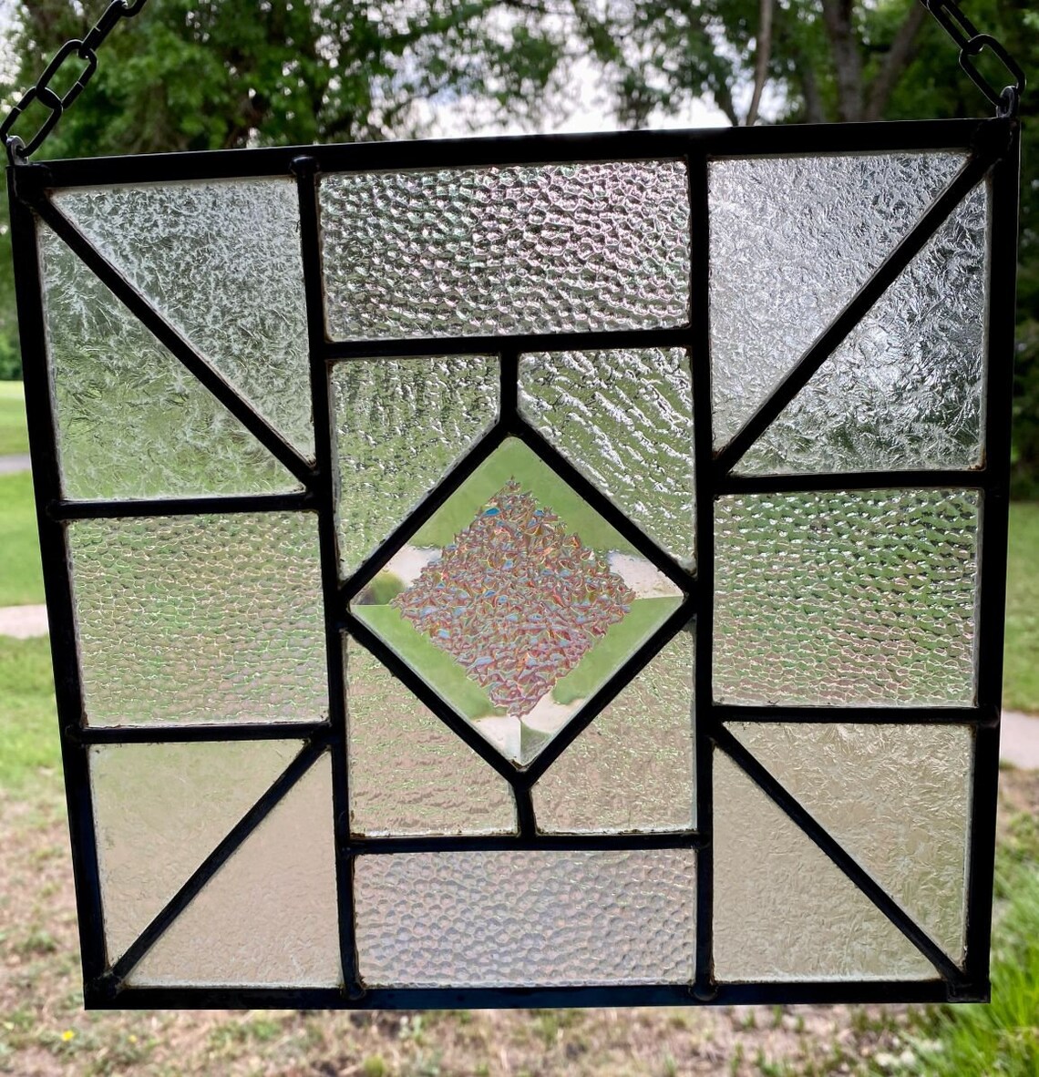 Contemporary Leaded Stained Glass Panel Colorful Transparent | Etsy