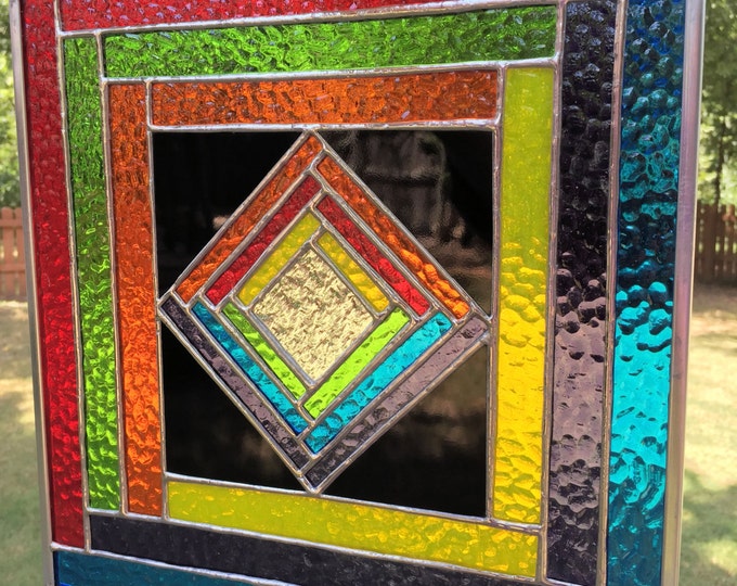 Contemporary Stained Glass Panel Geometric Colorful - Etsy