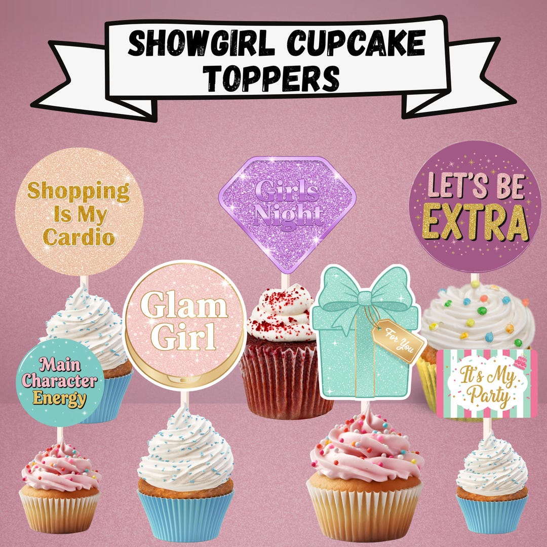 Showgirl Cupcake Toppers: Glam Retro Party Decorations (digital ...