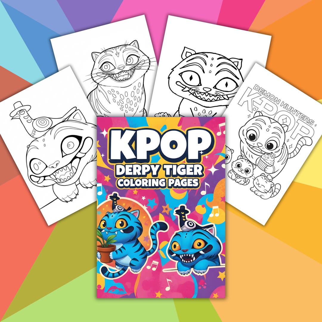 Derpy Tiger K-pop Demon Hunters Coloring Book – 25 Pages Digital ...