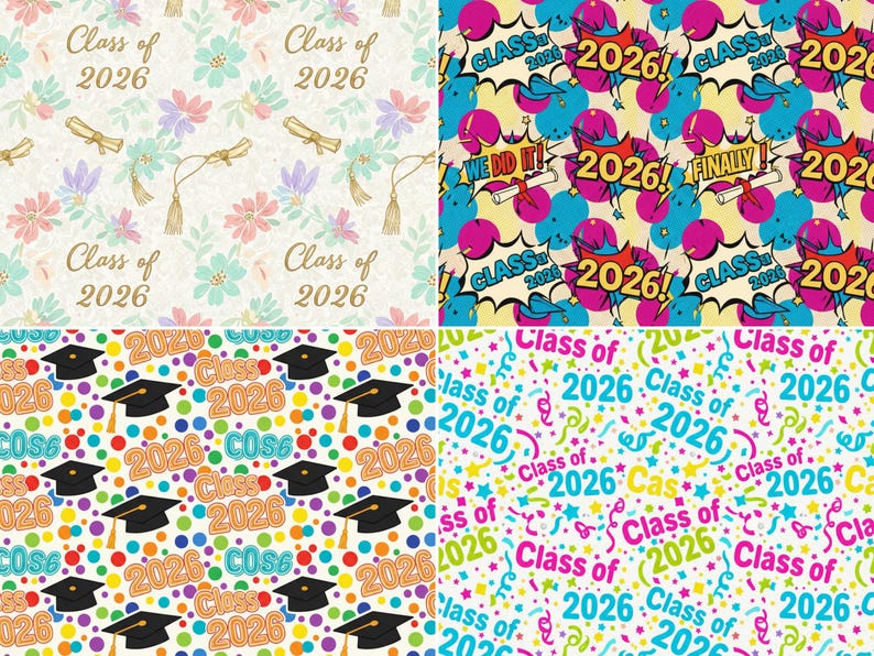 Class of 2026 Digital Paper Bundle | Graduation 2026 Seamless ...