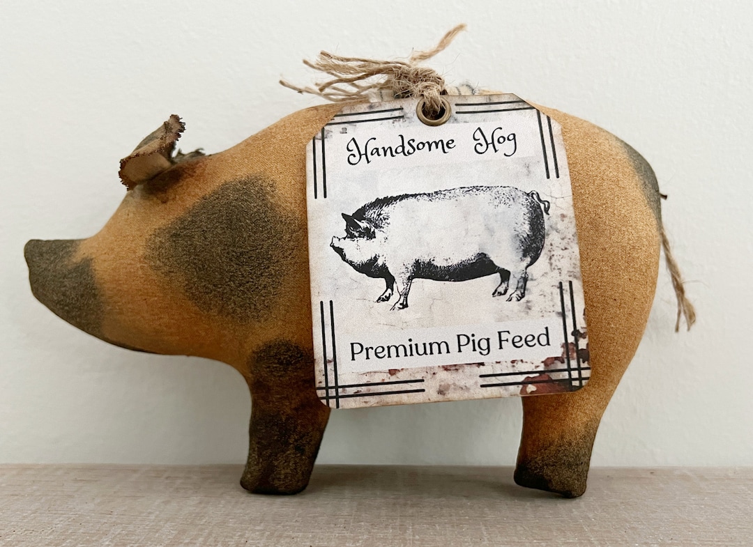 Primitive Spotted Pig With Tag Cupboard Tuck Ragamuffin Prims - Etsy