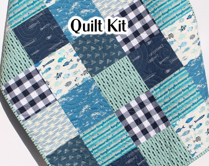 LAST ONE Fishing Quilt Kit Plaid Rustic Woodland Blanket Quilting ...