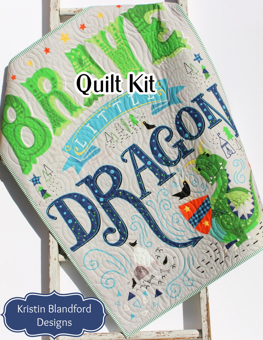 Dragon Baby Quilt Kit – Brave Little Dragon Panel Quilt Kit for Boys ...