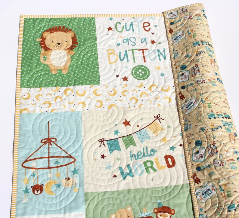 Baby Panel Quilt Kit – Baby Boy Nursery Quilt, Beginner Friendly Sewing ...