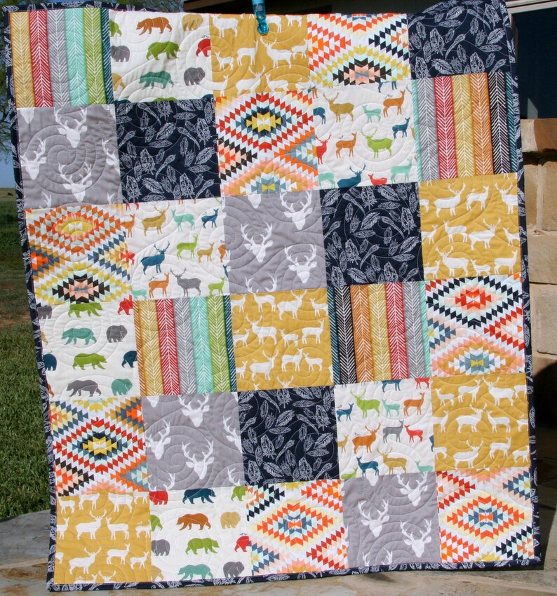 LAST ONES Quilt Kit Boy Aztec Woodland Rustic Colorful Boy - Etsy