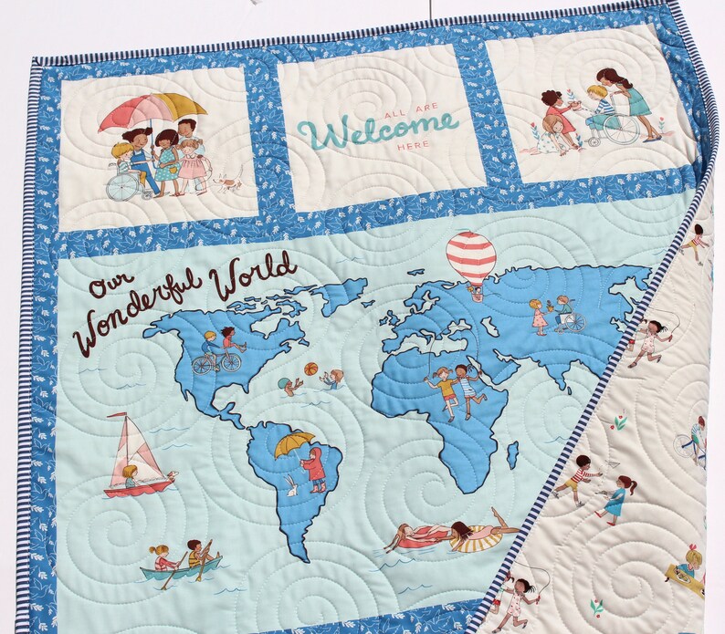 World Map Baby Quilt Kit – Our Wonderful World Quilt Kit – Kids World ...