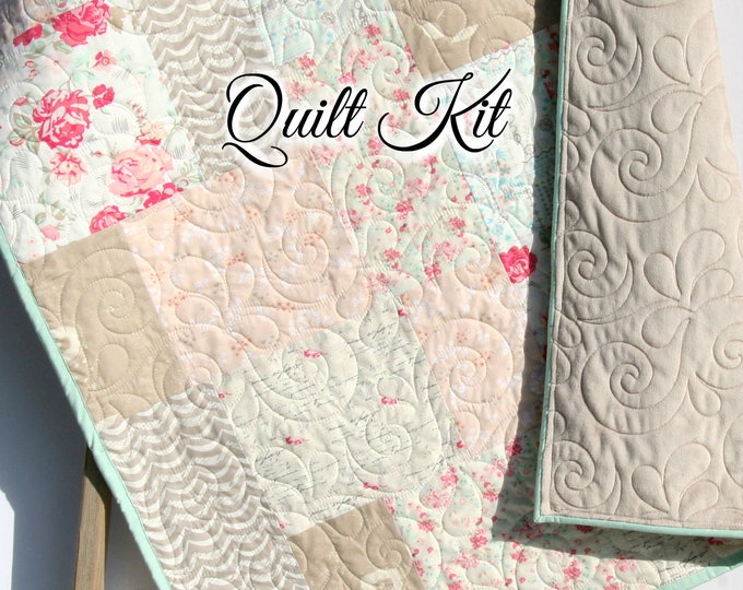 Quilt Kit, Farmhouse Chic Art Gallery Fabrics Baby Quilt Kit Throw ...