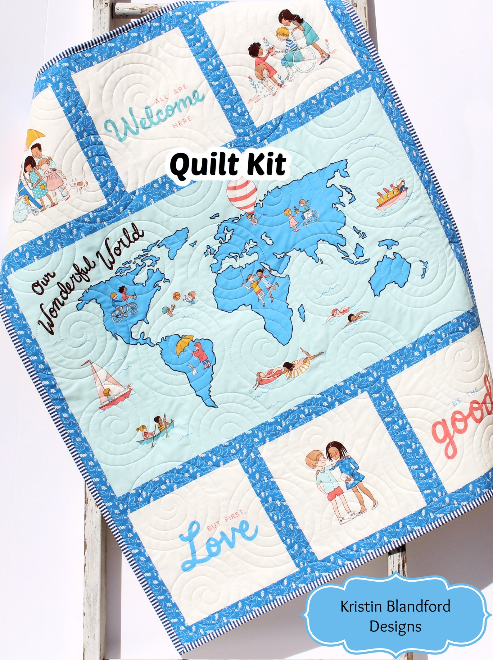 World Map Baby Quilt Kit – Our Wonderful World Quilt Kit – Kids World ...
