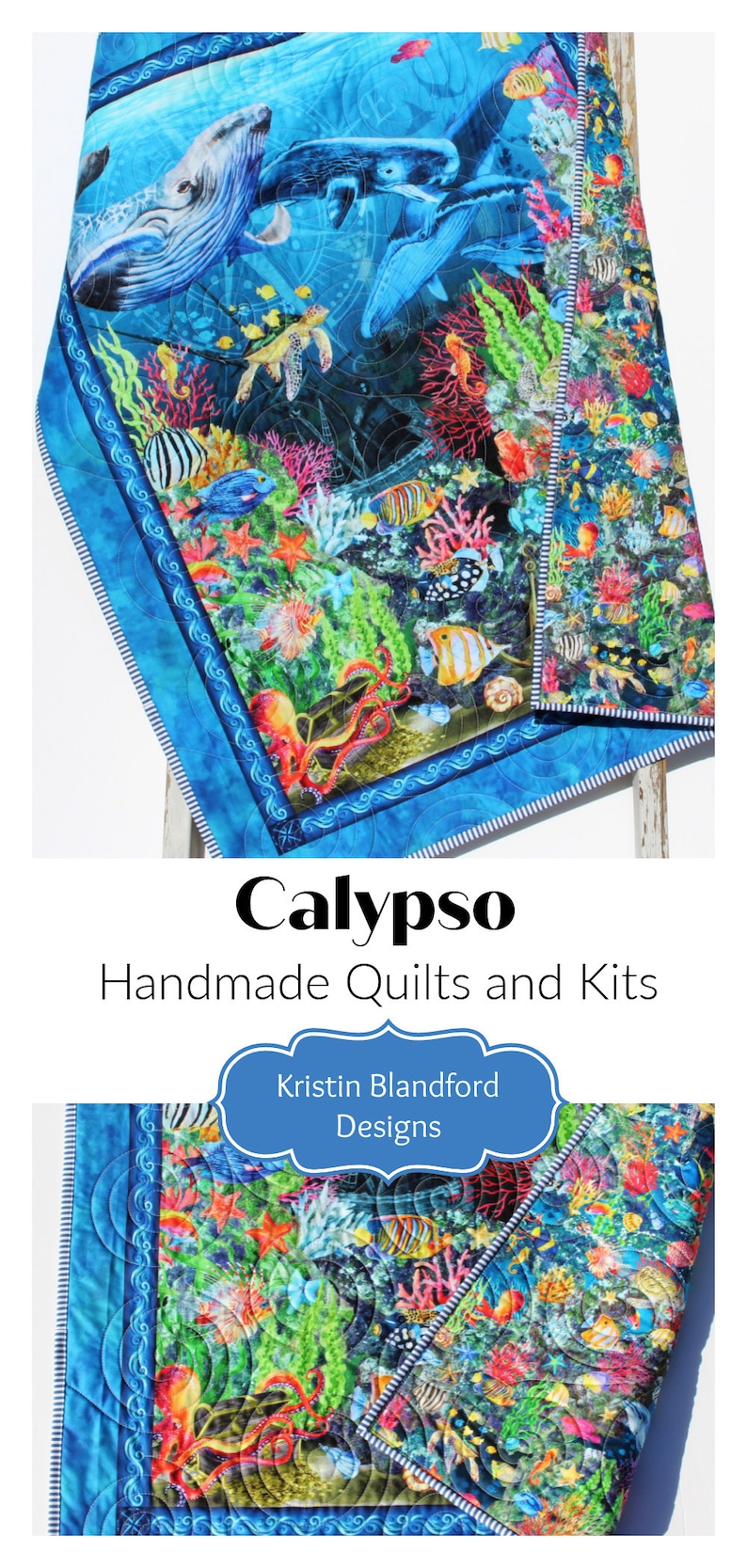 Ocean Quilt Kit Panel – DIY Under the Sea Quilt Kit With Dolphins ...