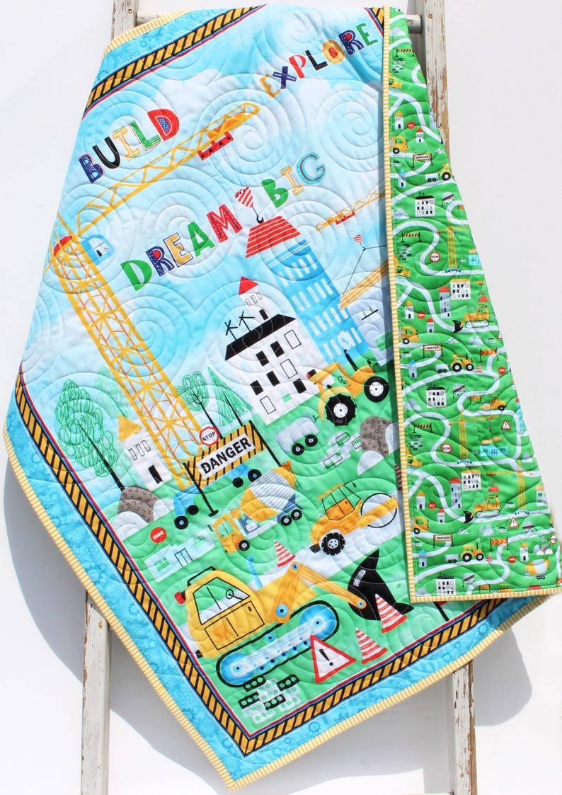 Construction Quilt Kit for Boys – DIY Baby Blanket Panel With Trucks ...