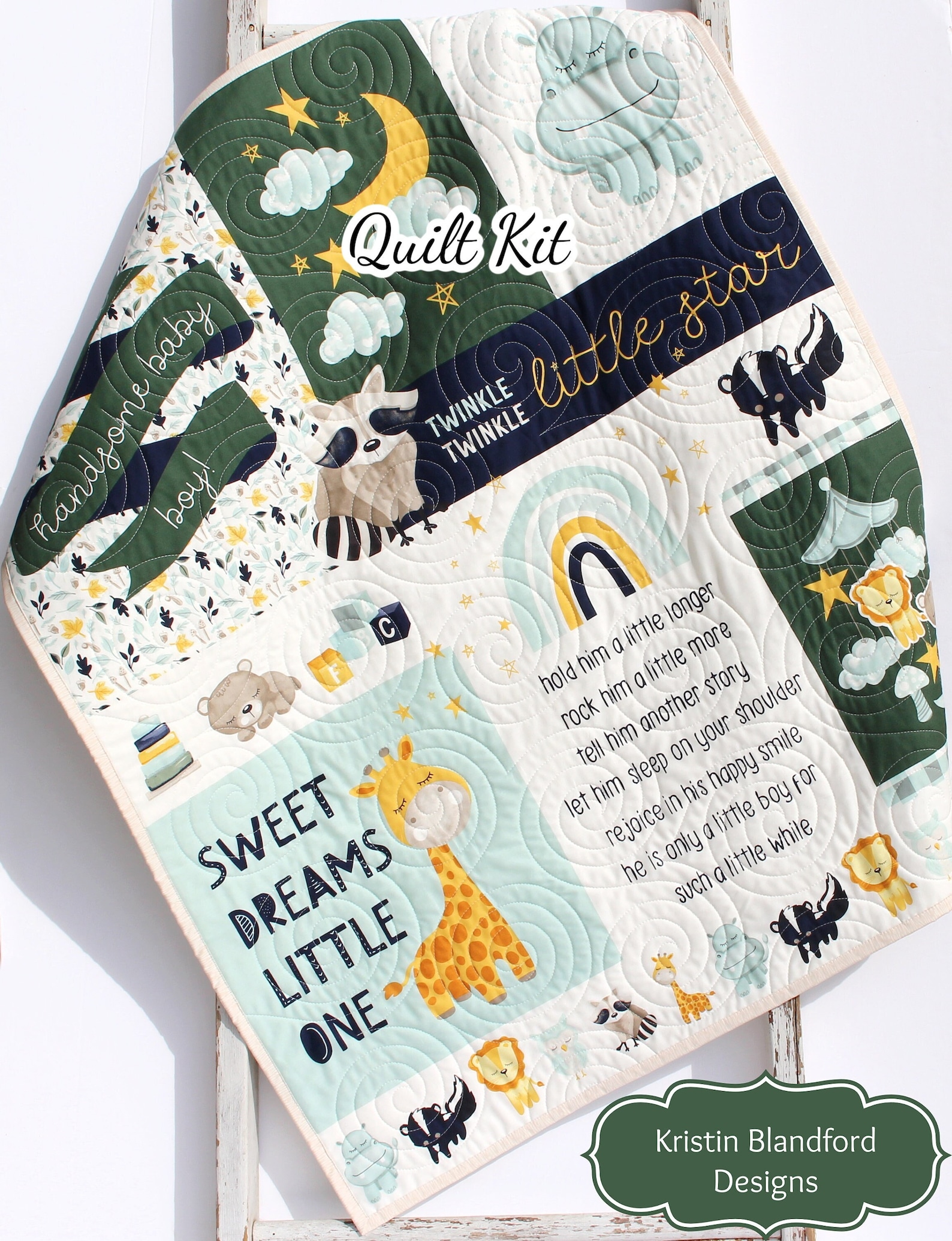 It’s a Boy Panel Quilt Kit – Blue Green Nursery Blanket to Sew – DIY ...