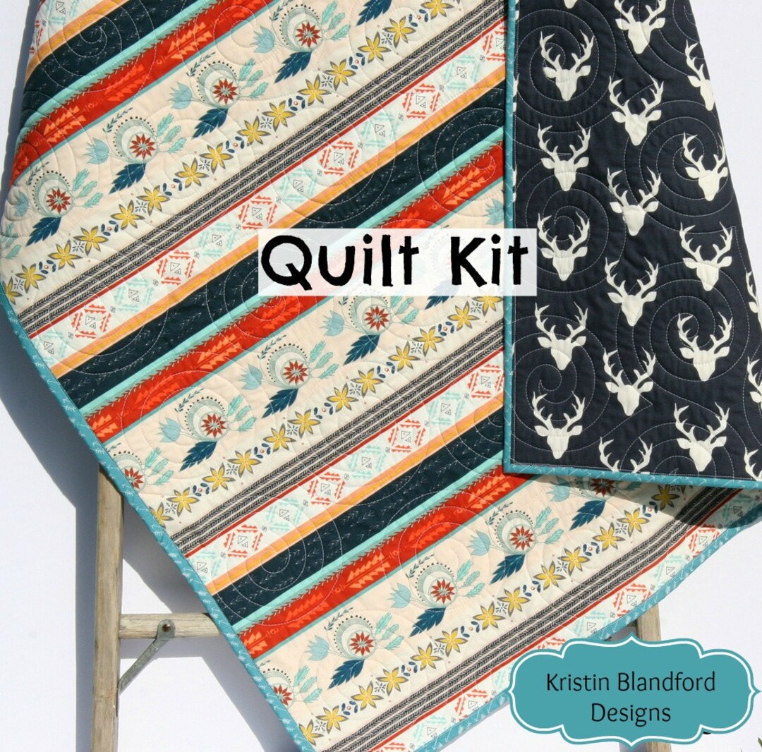 Aztec Deer Quilt Kit, Tribal Baby Bedding Blanket Project, Art Gallery ...