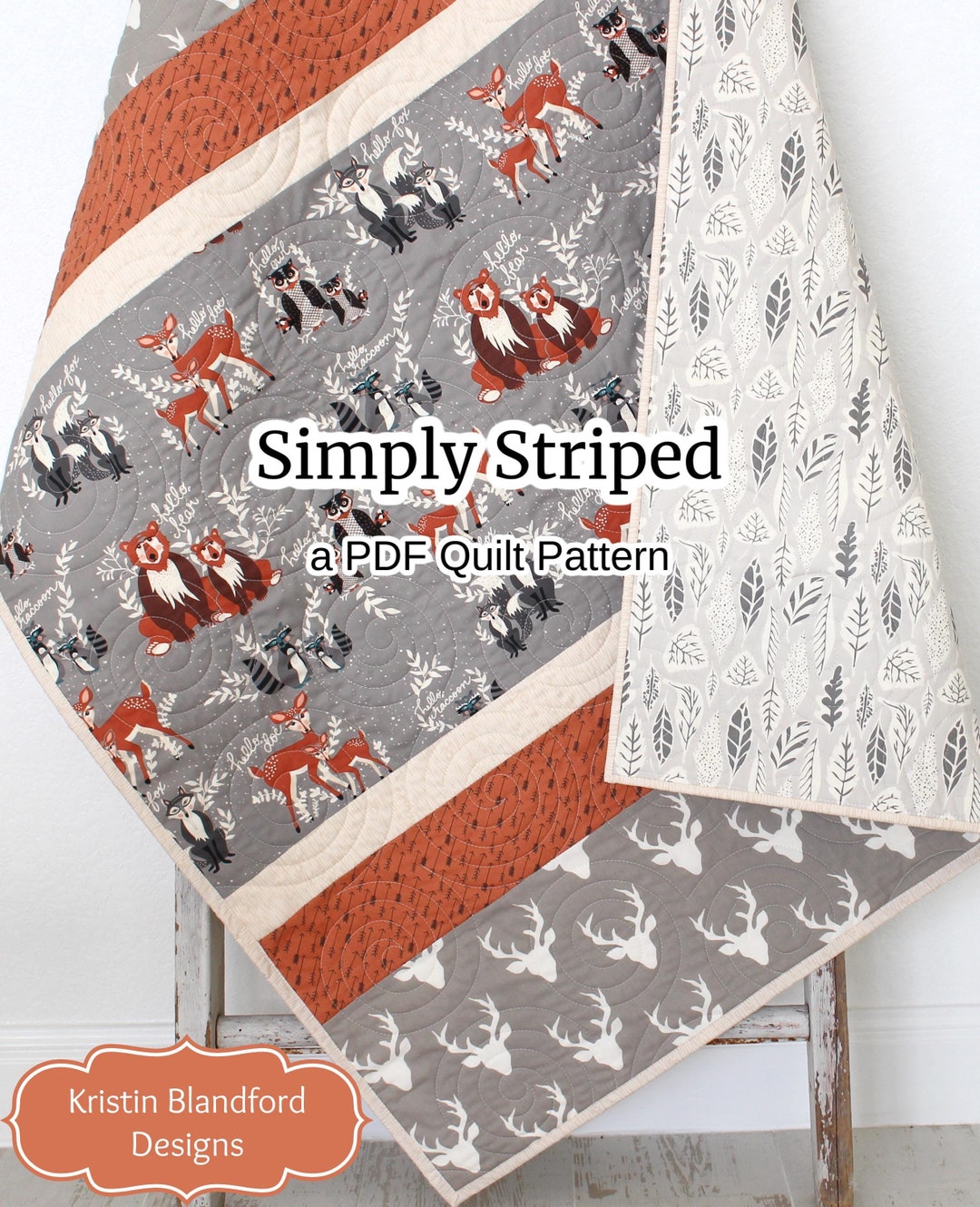 Simply Striped Quilt Pattern, Modern Strip Baby Toddler Size, Quilting ...