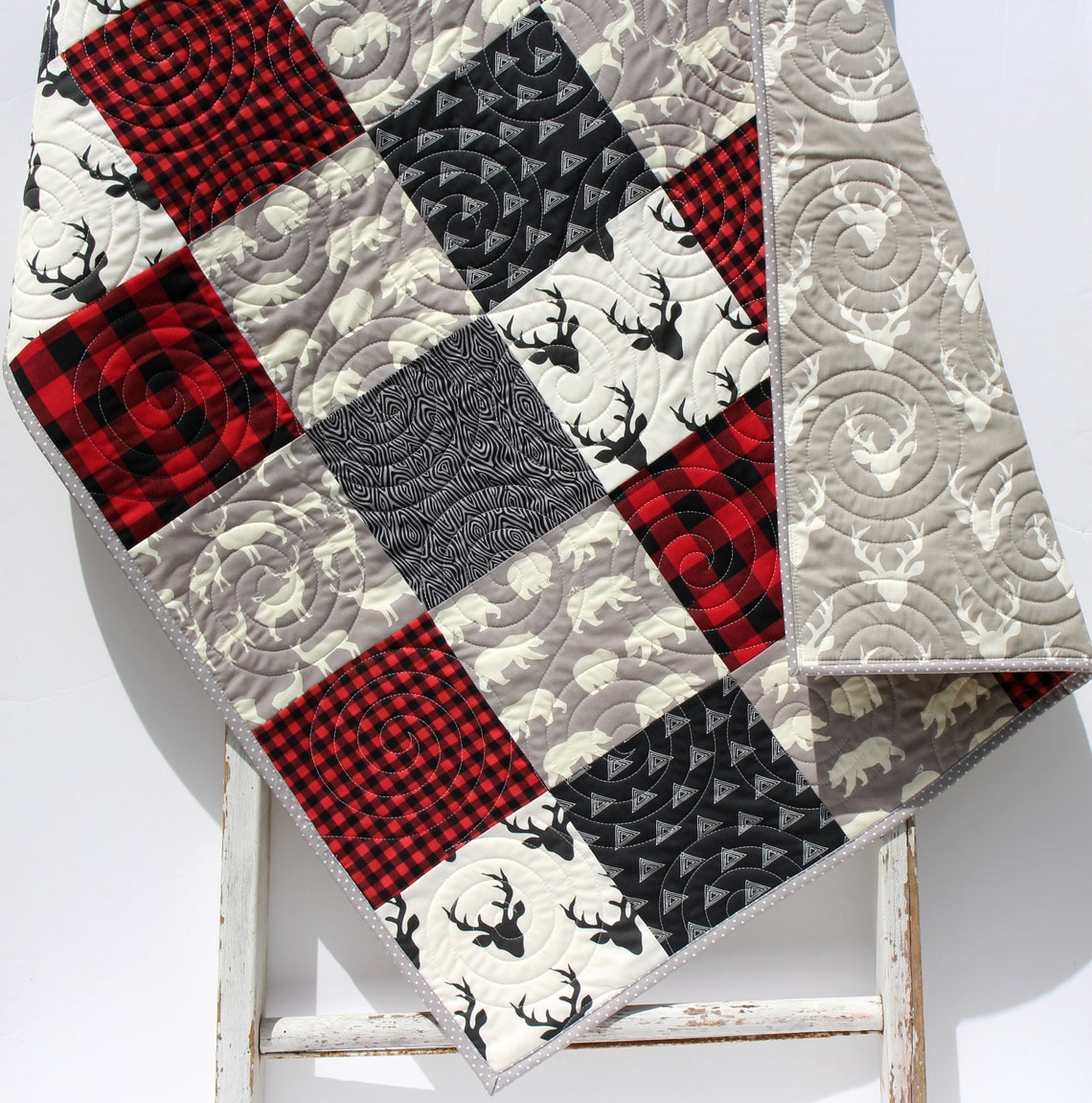 Quilt Kit Buffalo Plaid Woodland Rustic Bedding Crib Blanket Quilting ...