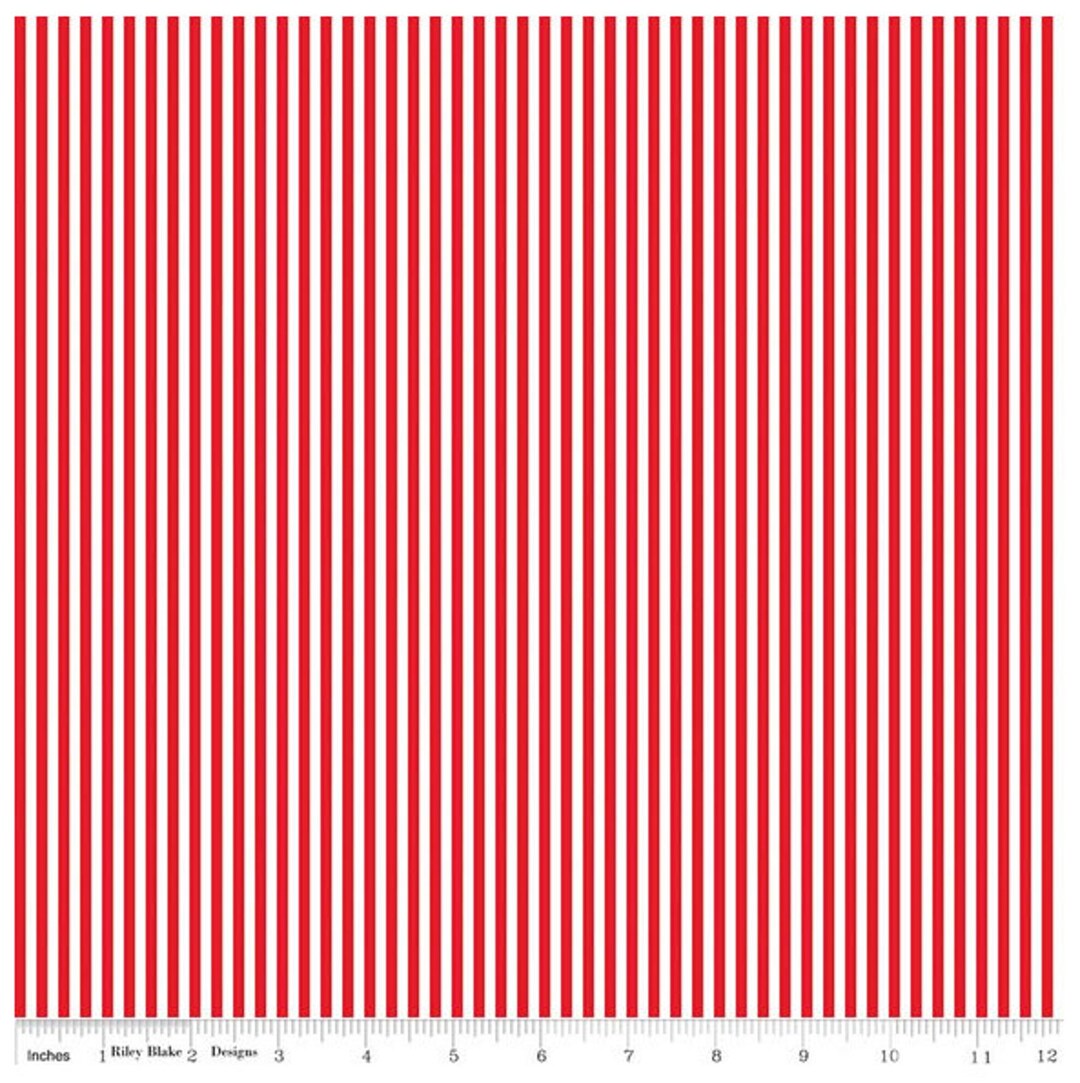 Red Stripe 1/8 Inch Fabric Riley Blake Designs C495 RED White Small ...