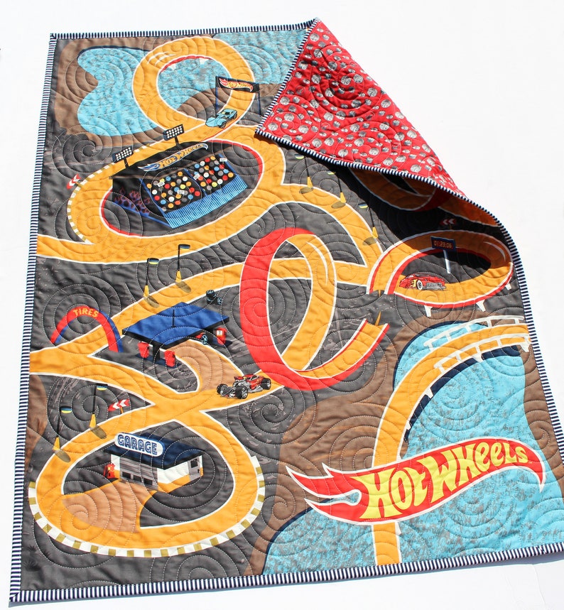 Playmat Quilt Kit Canvas Panel Baby Blanket Project Size Racetrack Cars ...