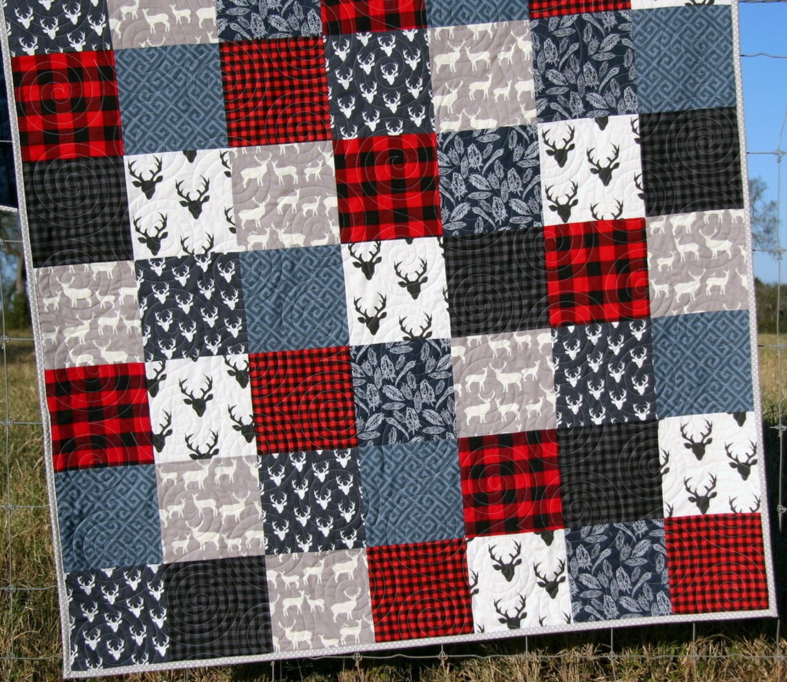 Quilt Kit Buffalo Plaid Rustic Woodland Bedding Crib Blanket | Etsy