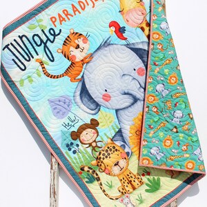 Jungle Paradise Quilt Kit Safari Animals Crib Blanket Quilting DIY ...