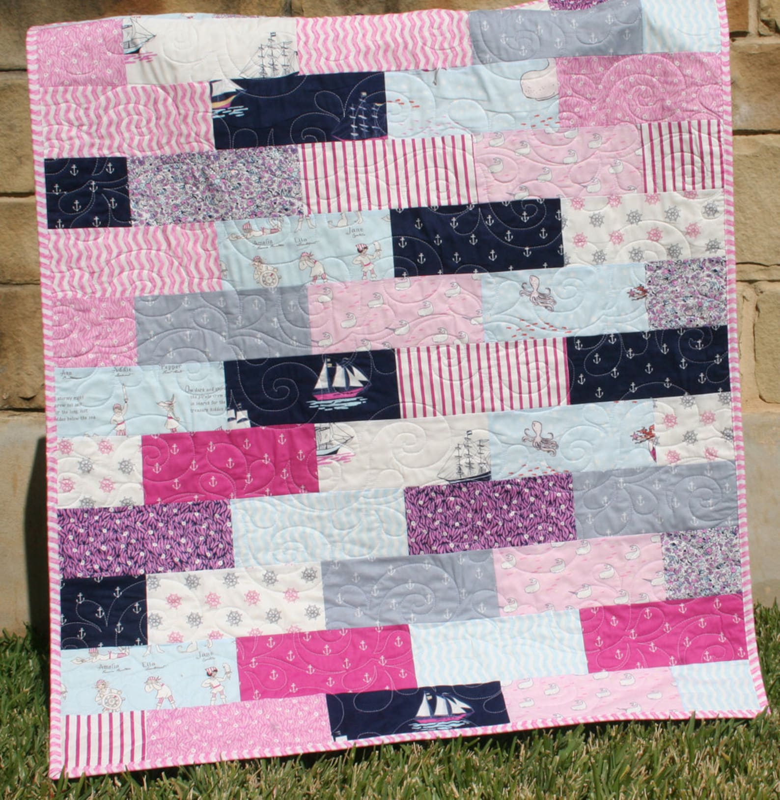 Baby Quilt Pattern Subway Tiles Fat Eighths Simple Fast Throw Brick ...