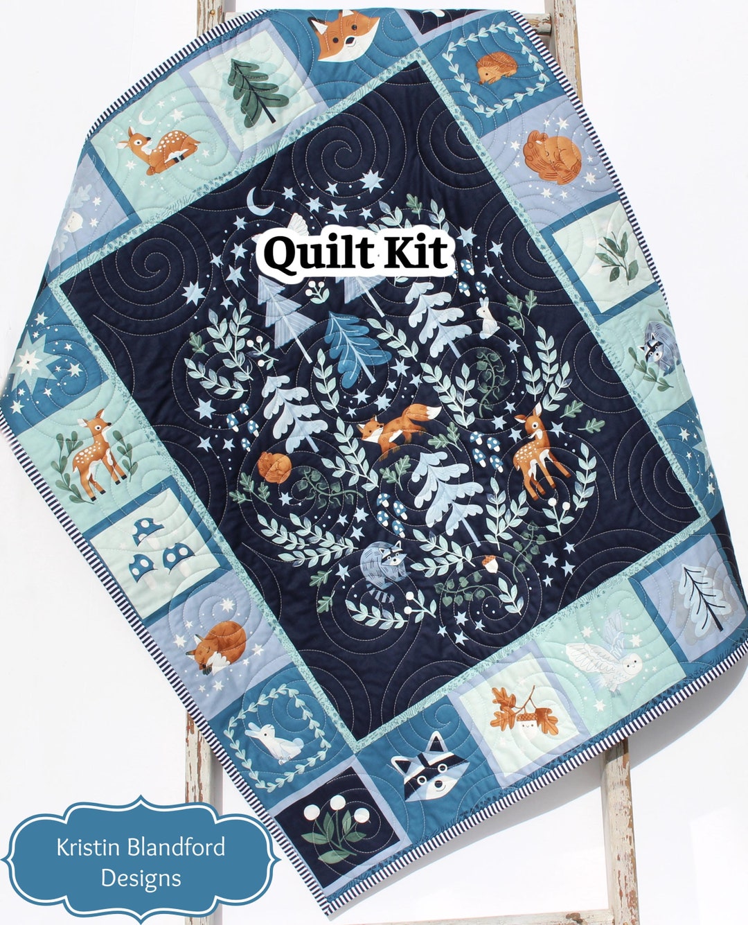 Baby Boy Quilt Kit DIY Quilt to Make Twilight Creatures Woodland Fabric ...