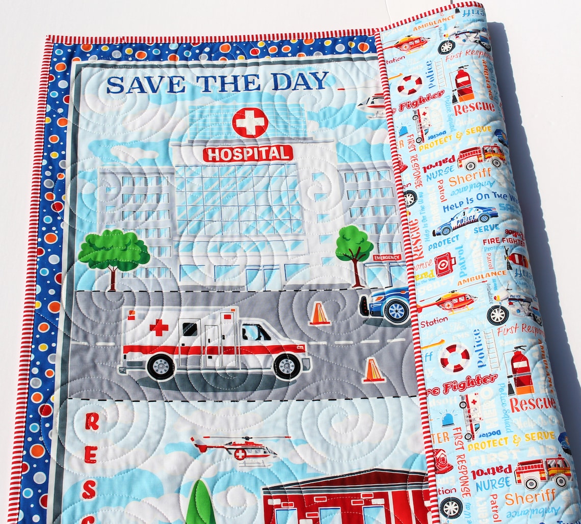Quilt Kit Rescue Fire Fighter Ambulance Police Panel Quick | Etsy