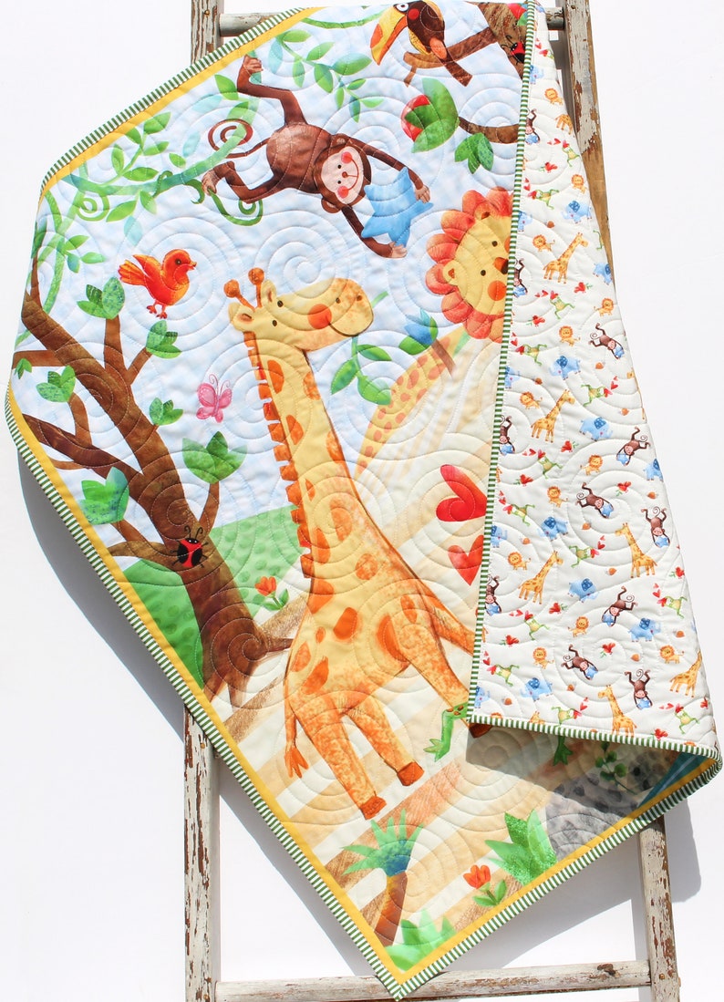 Jungle Party Quilt Kit Safari Animals Crib Blanket Quilting DIY Sewing ...