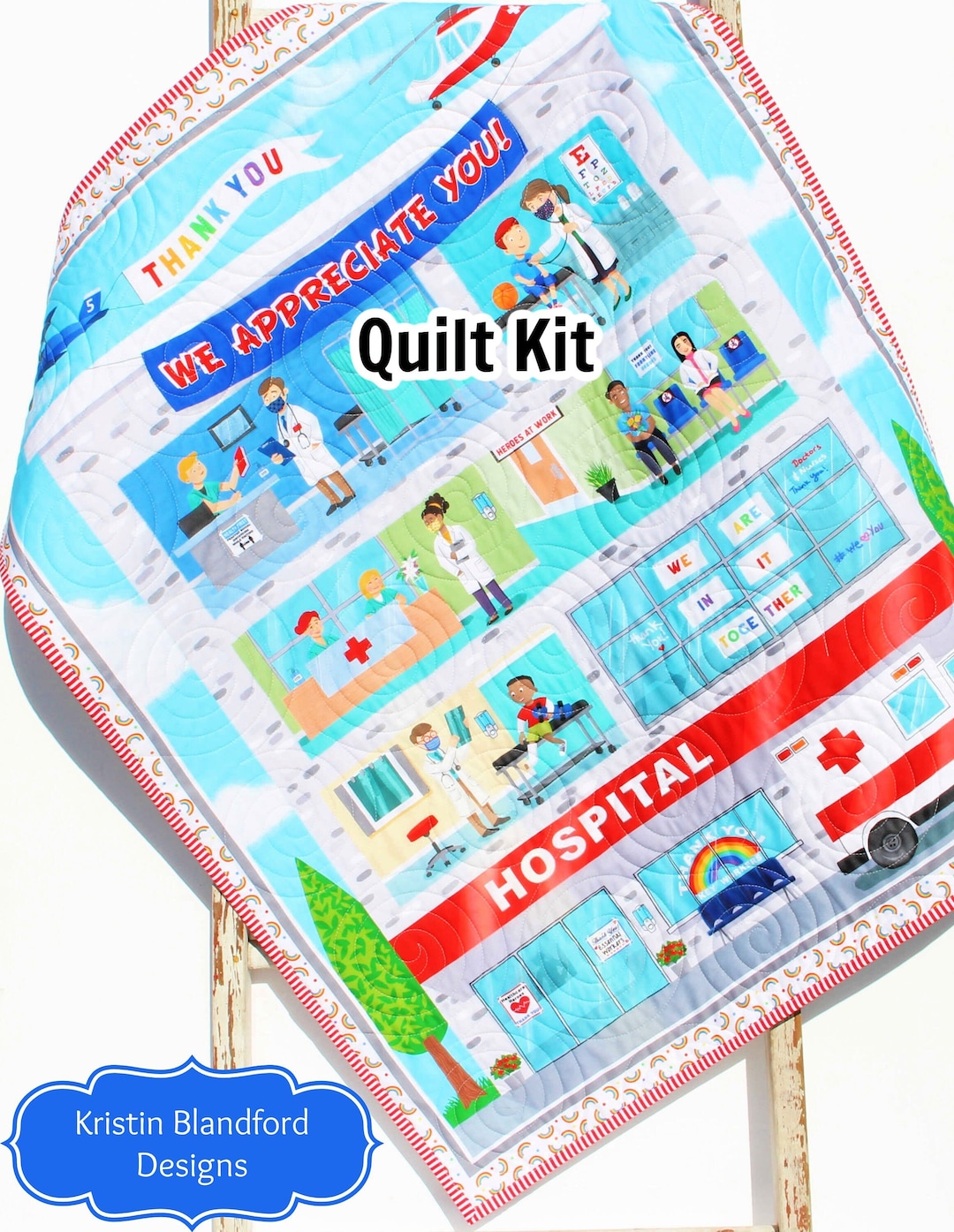 Quilt Kit Panel Nurses Hospital Doctors Ambulance Quick Easy Fun ...