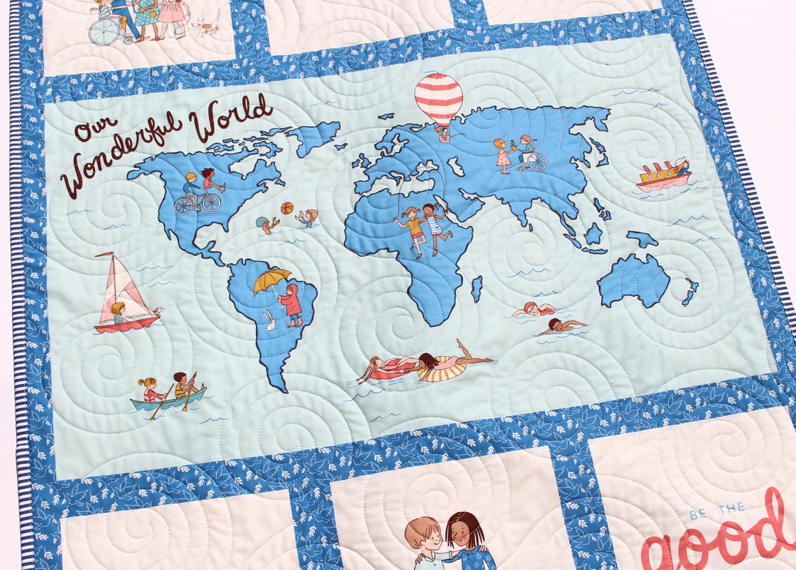 Baby Quilt Kit Our Wonderful World Panel Quick Beginner | Etsy