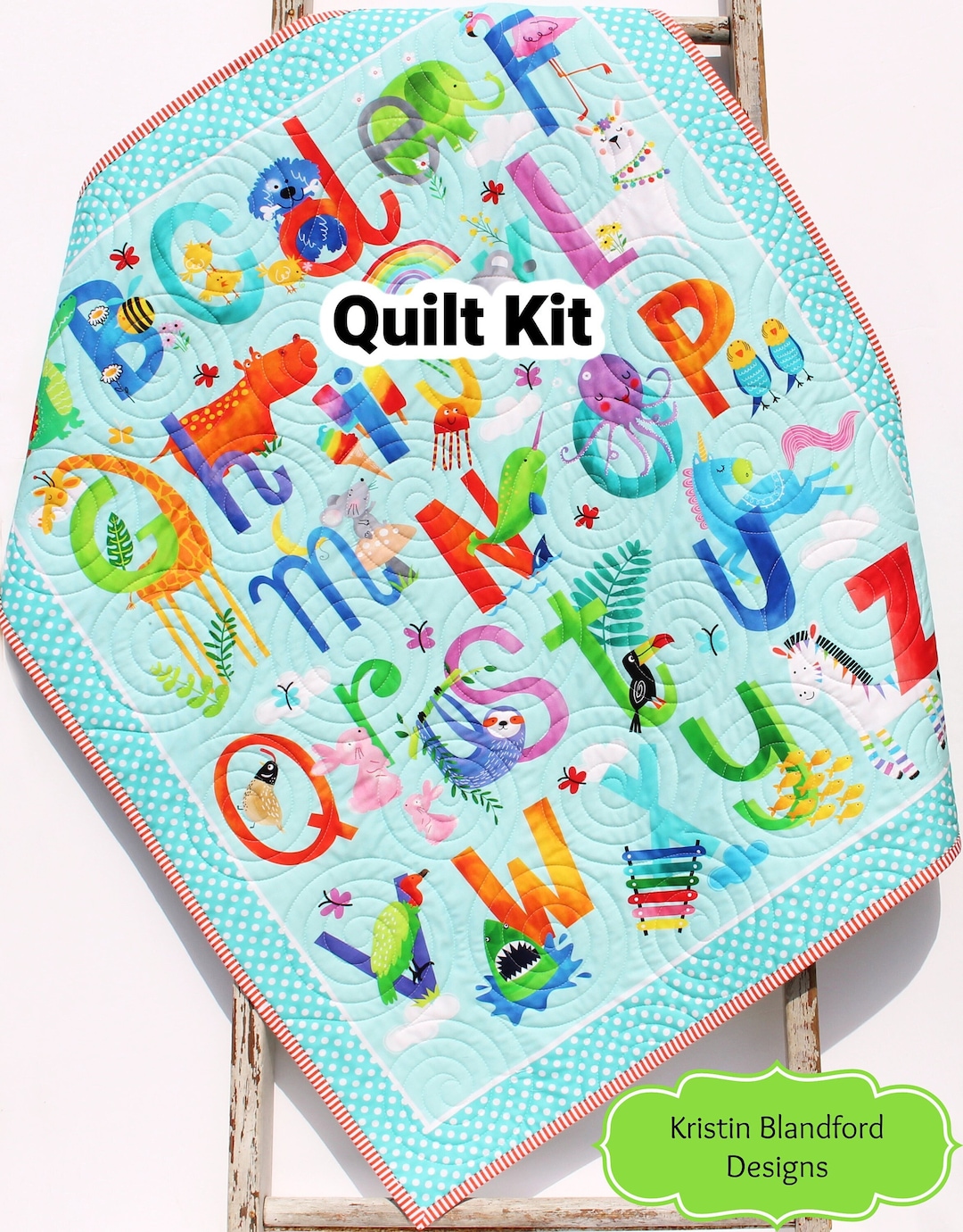 Abcs Quilt Kit Animals Letter Alphabet Crib Blanket Quilting DIY Sewing ...