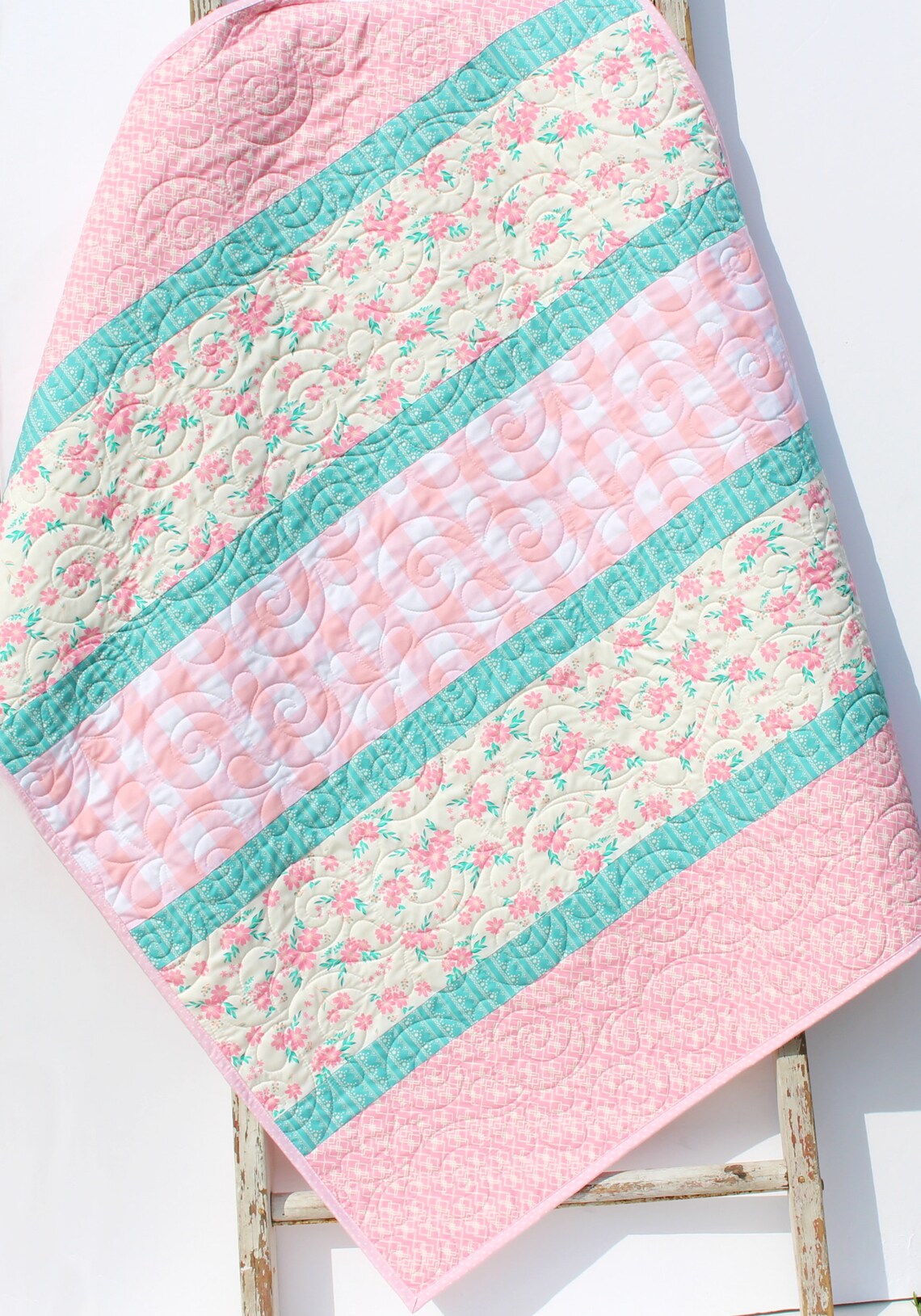 Sashed Stripes Quilt Pattern, Modern Strip Baby Toddler Size, Quilting ...