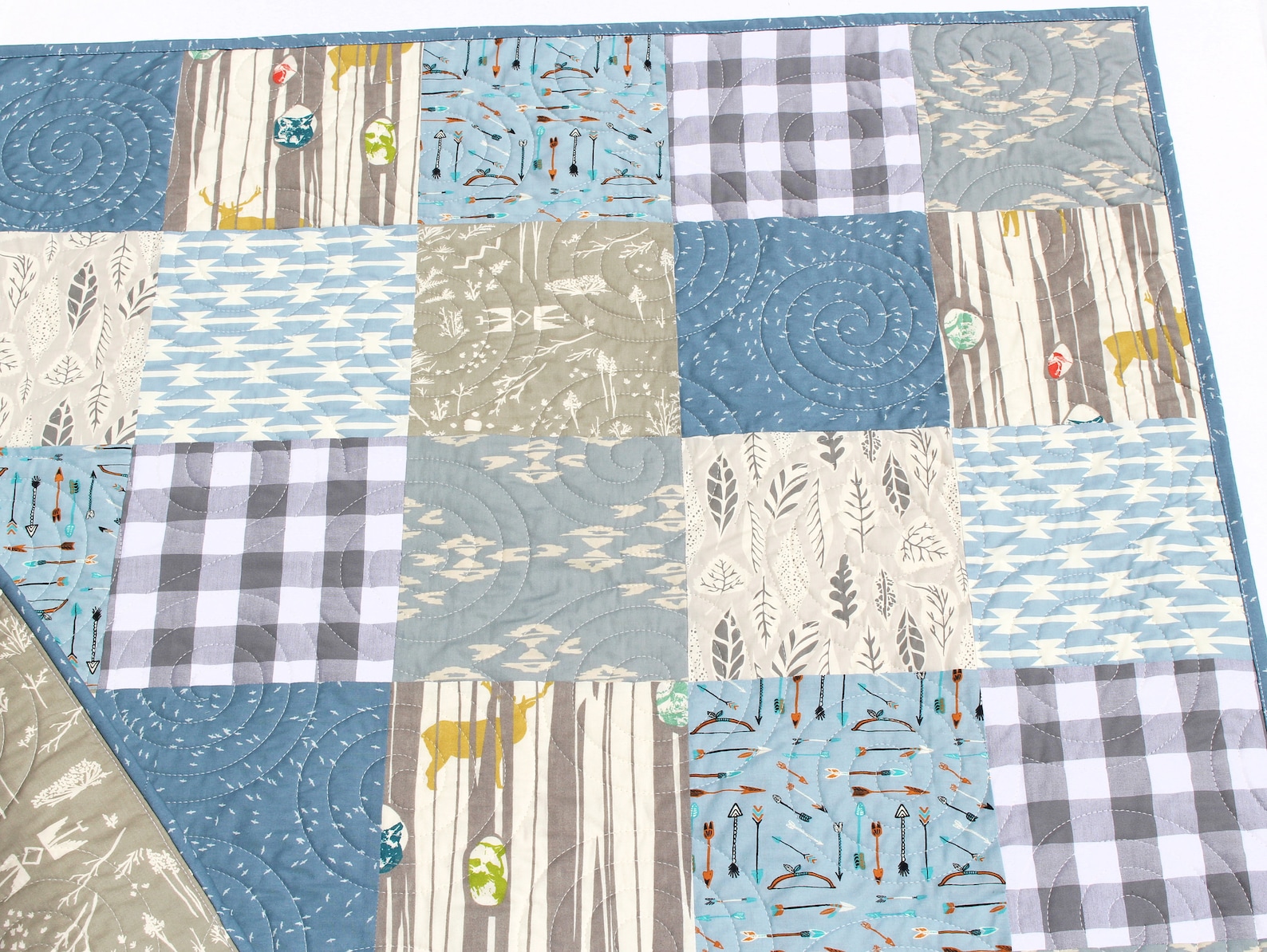 Light Blue Plaid Patchwork Quilt Kit in Baby Throw Twin Sizes Boy ...