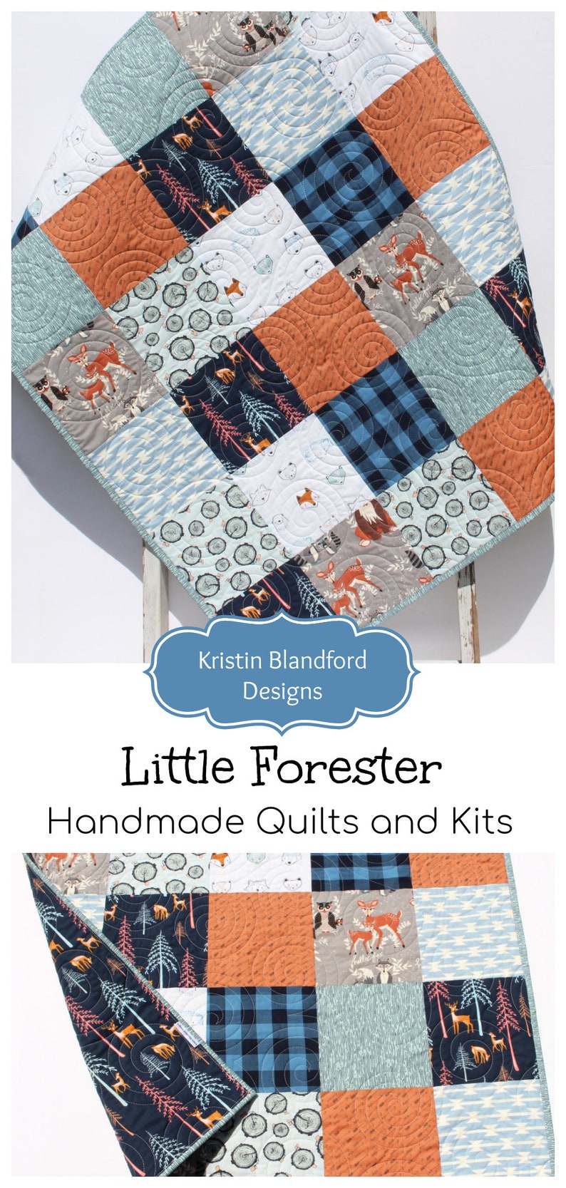 Little Forester Patchwork Quilt Kit in Baby Throw and Twin Sizes Nursery Crib Blanket DIY Do It ...