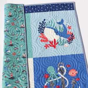 Ocean Quilt Kit, Sea Fish Ship Boat Whales Nautical Crib Blanket ...