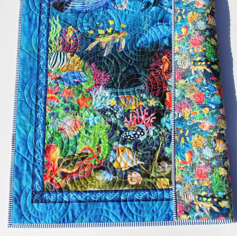 Ocean Quilt Kit Panel – DIY Under the Sea Quilt Kit With Dolphins ...
