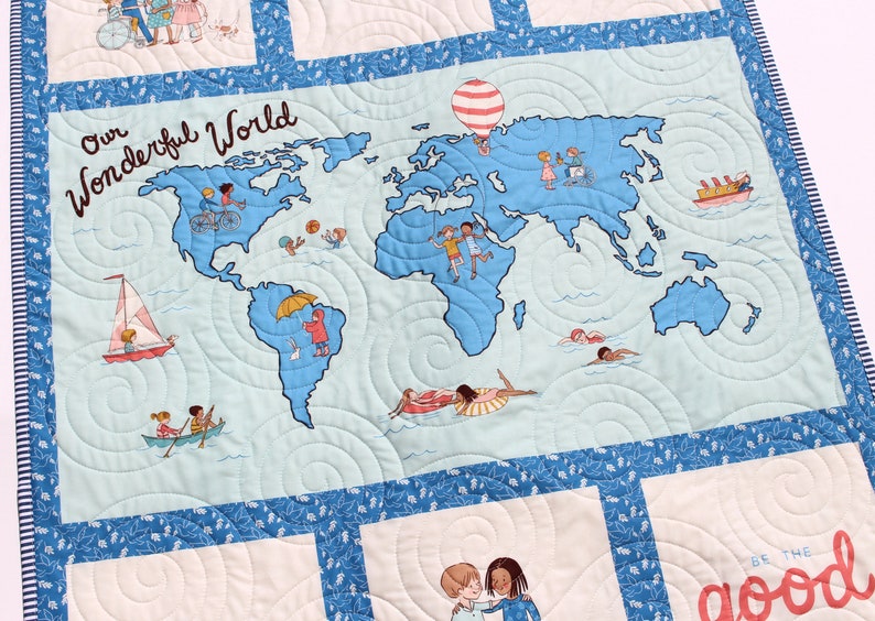 World Map Baby Quilt Kit – Our Wonderful World Quilt Kit – Kids World ...