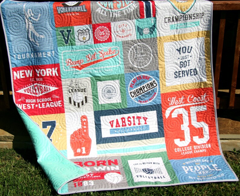 Volleyball Quilt Kit, Varsity Sports Throw Blanket, Sewing Project ...