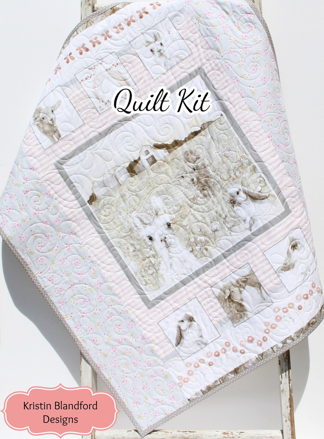 Neutral Baby Quilt Kit – You Are Loved Bunny Quilt Kit – DIY Baby ...
