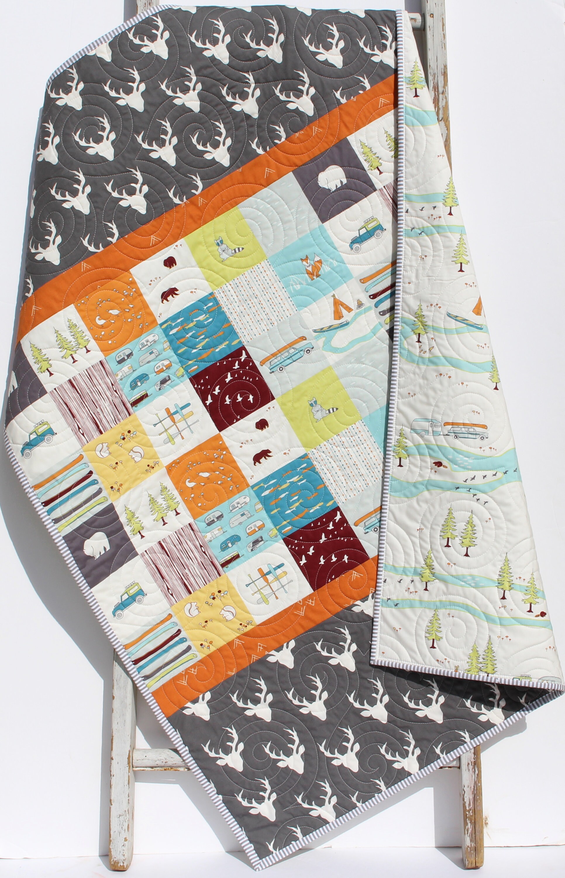 Woodland Quilt Kit, Big Sur Camp Birch Fabrics, Beginner Quilting ...
