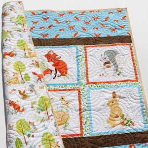 Woodland Quilt Kit, DIY Project Forest Fellows Striped Panel Pattern ...