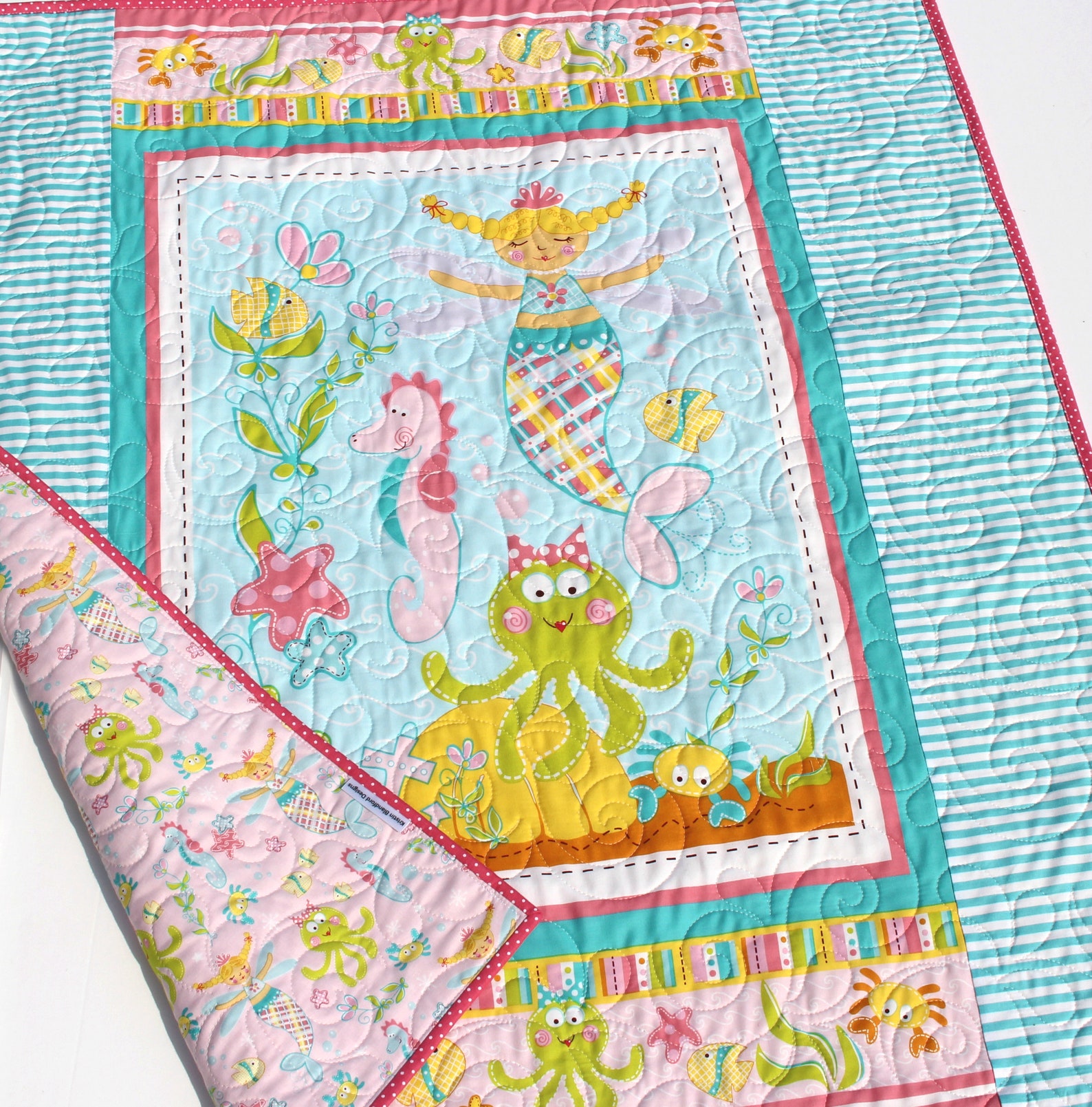 Mermaid Quilt Kit Girl Nautical Panel Quick Simple Beginner - Etsy