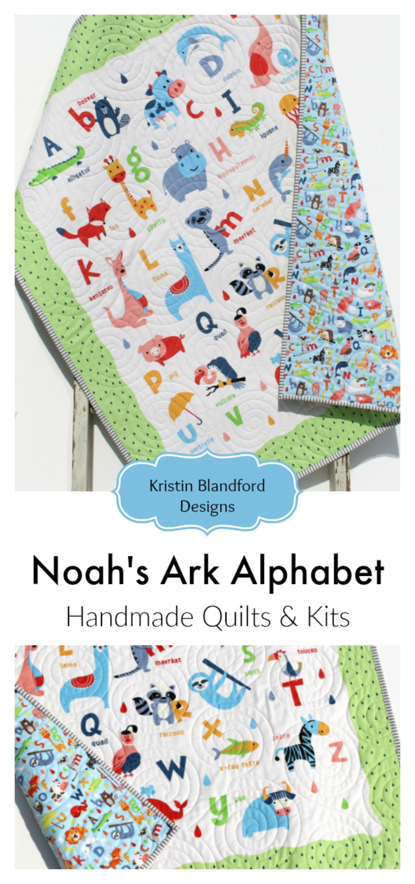 Alphabet Quilt Kit With Animal Panel and Green Border – DIY Baby ...