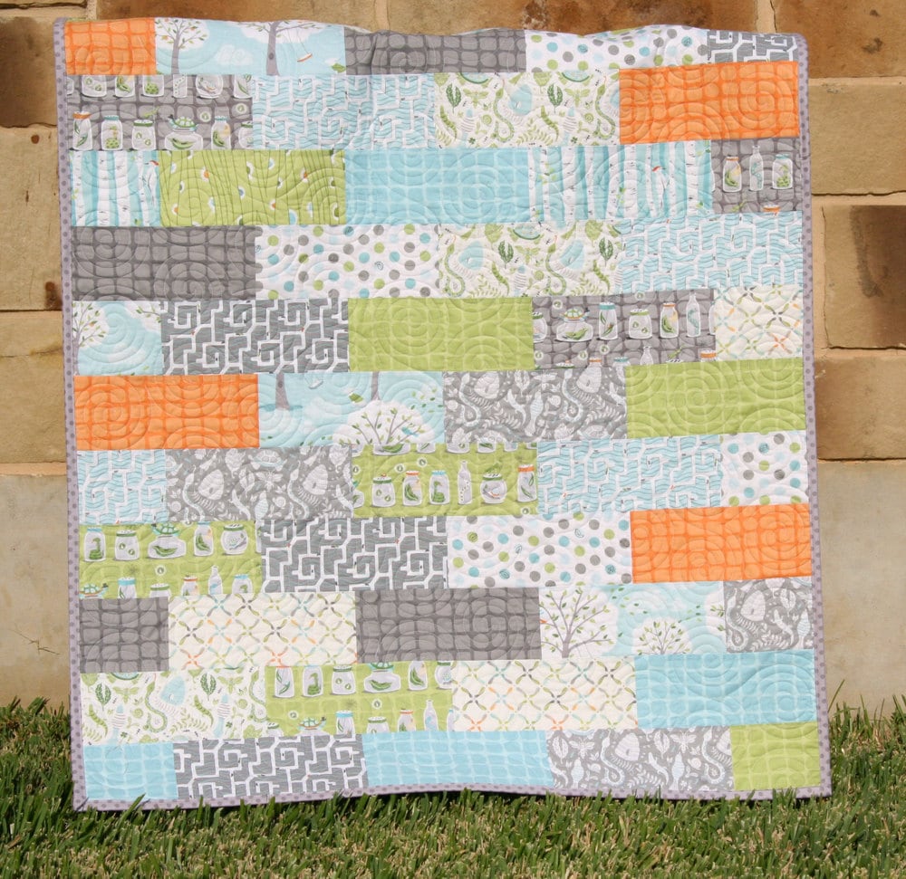 Baby Quilt Pattern Subway Tiles Fat Eighths Simple Fast Throw Brick ...