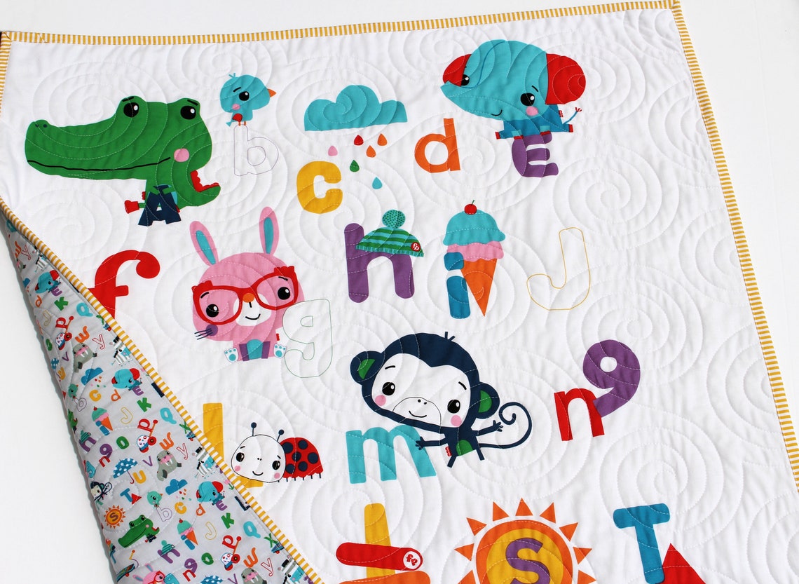Alphabet Quilt Kit, Let's Play Abcs Baby Newborn Boy or Girl Animals ...