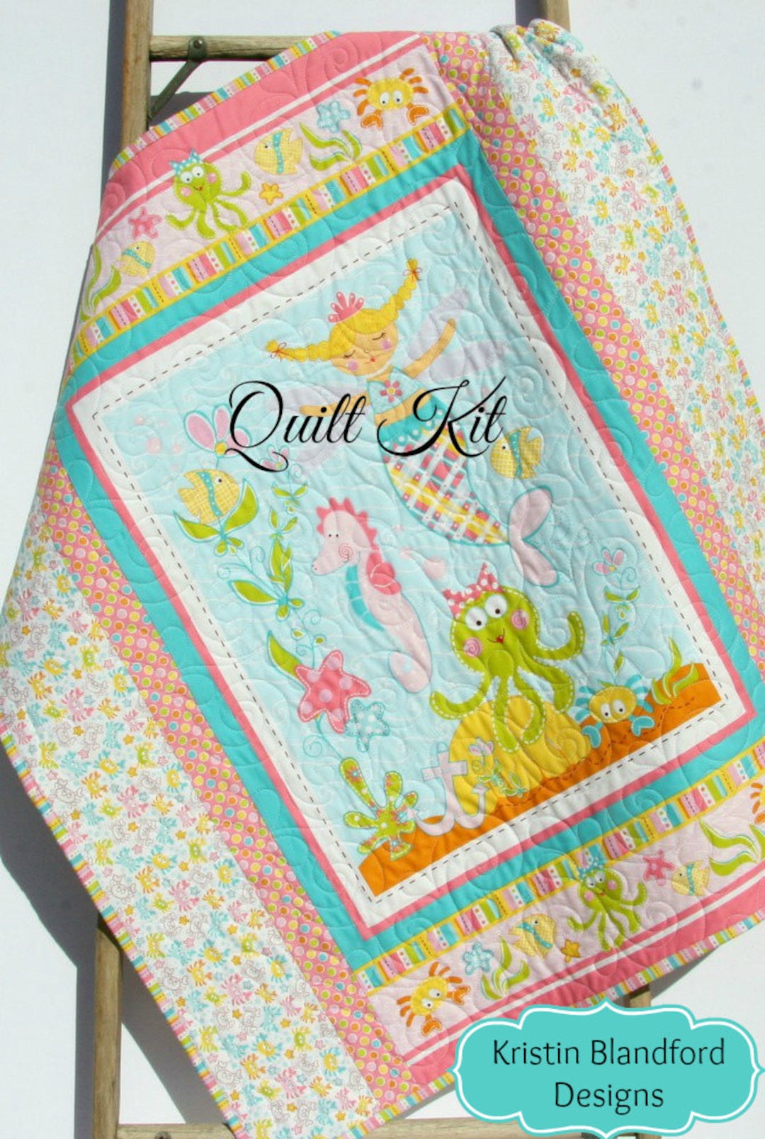 LAST ONE Magical Mermaids Quilt Kit Girl Marcus Fabrics Panel Quick ...