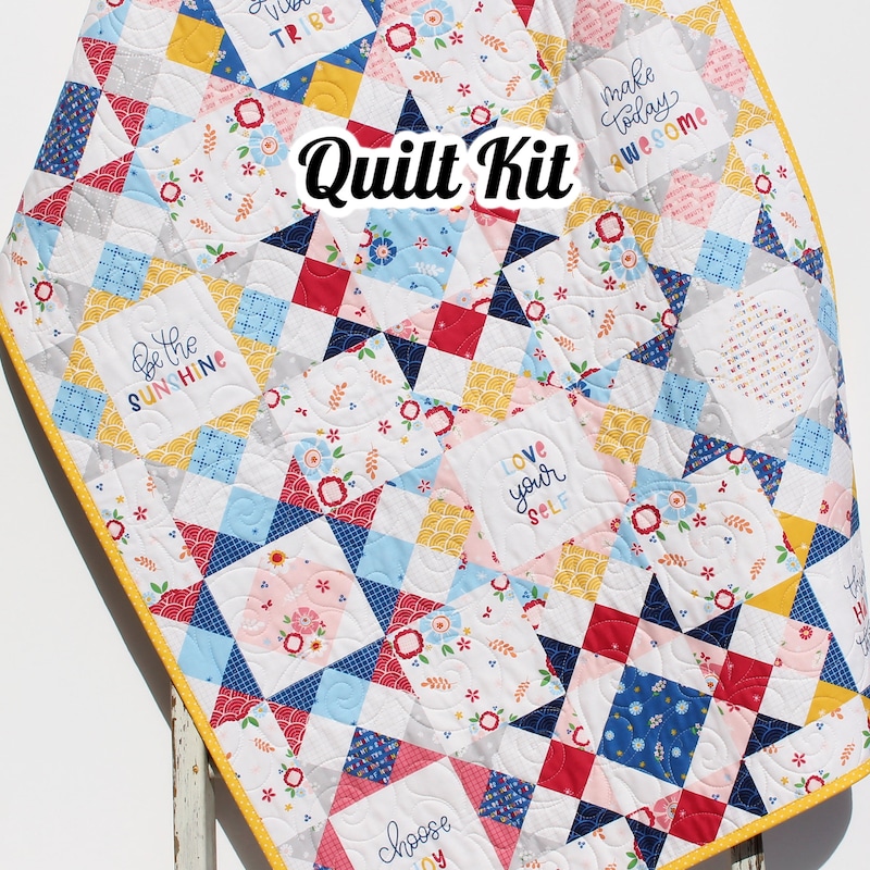 Blue Yellow Cheater Quilt - Etsy