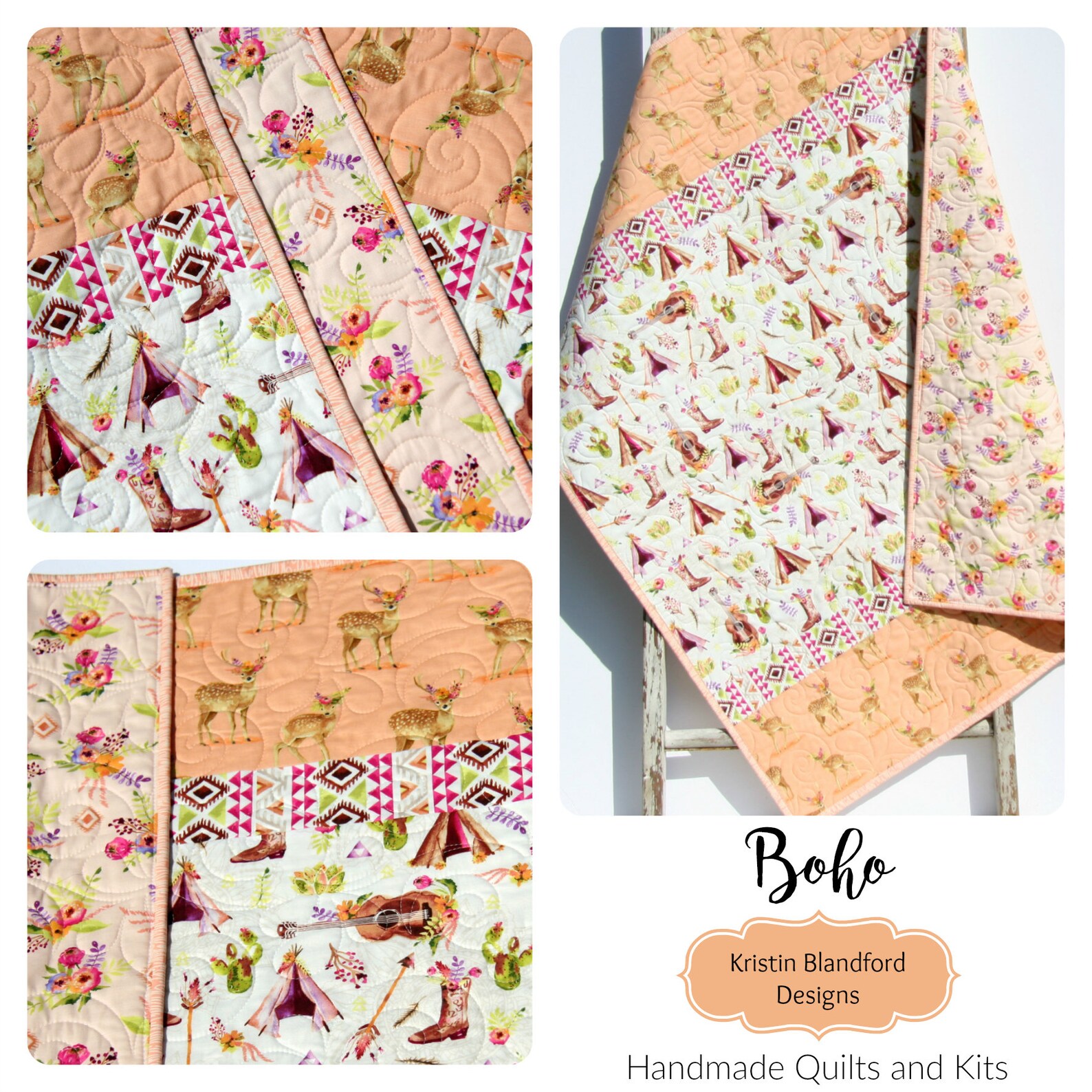 Boho Quilt Kit DIY Project Easy Beginner Striped Pattern | Etsy